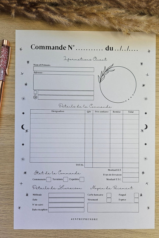 Fiche à imprimer : Carnet de commandes clients – Les petits carnets de ...